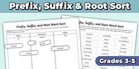Prefixes and Suffixes Reference Chart for 3rd-5th Grade