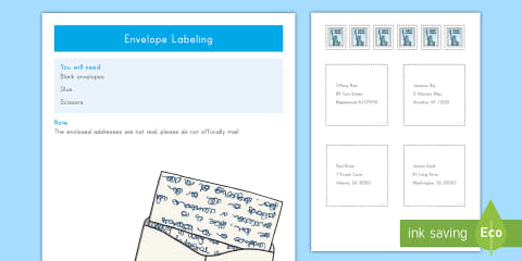 Life Skills: Addressing an Envelope Cut and Paste Worksheet
