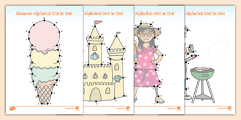 Summer-Themed Dot to Dots Puzzle