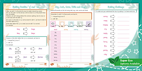 Changing the y for an i Then add es and ed Spelling Game