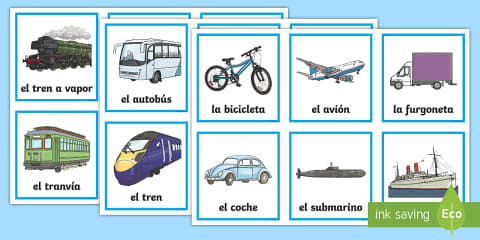 Transport Word and Picture Matching Worksheet Spanish