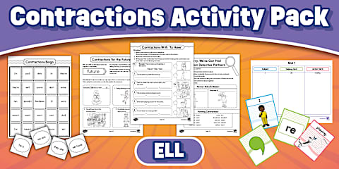 Contractions Build and Match Activity for ELL