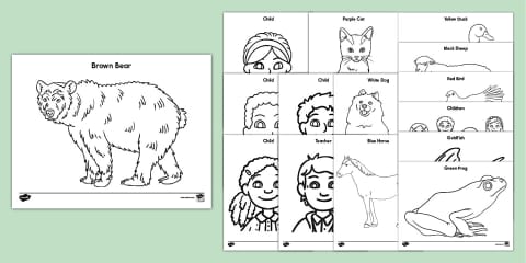 Colouring Sheets to Support Teaching on Brown Bear, Brown Bear
