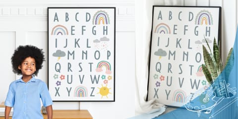 Upper and Lower Case Alphabet Muted Rainbow-Themed Posters Pack