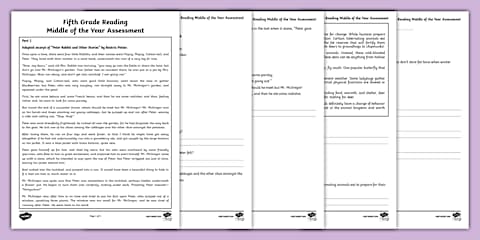 Fifth Grade Middle of the Year Writing Assessment