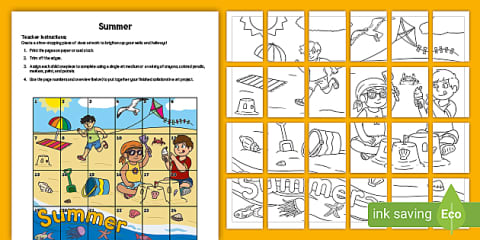 Hello Summer Collaborative Colouring Display Banner