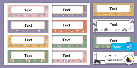 Editable Muted Rainbows Theme Desk Nameplates