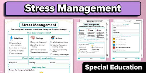 Stress and Coping Strategies SEL Worksheet for 3rd-5th Grade