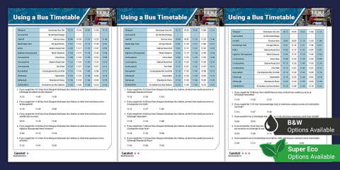 Read and Interpret Timetables Differentiated Maths Worksheets