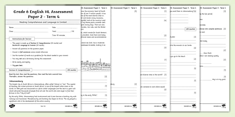 Grade 6 English Home Language Exam Papers And Memos - Twinkl