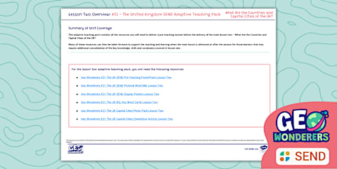 Geo Wonderers KS1 The UK Capital Cities Chatterbox Activity Lesson Two