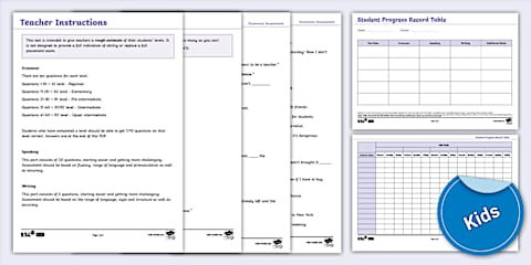 Older Learners Early English Language Assessment Pack