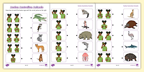 Auslan Australian Animals Cut and Paste