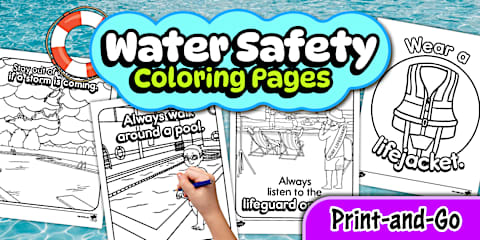 Sun, Sea And Beach Safety Colouring Pages
