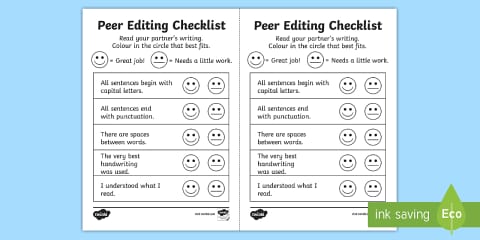Peer Editing Checklist 3-6