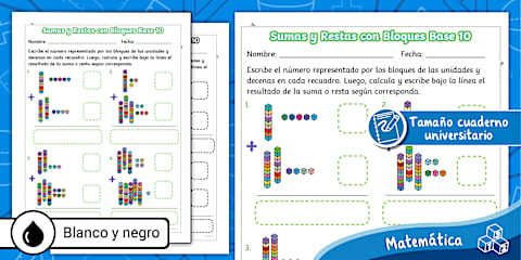 Guía de Trabajo: Sumas y Restas con Canje y Bloques Base 10