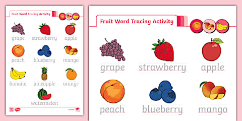 Kindergarten: Write the Missing Fruit Word and Complete the Drawing ...