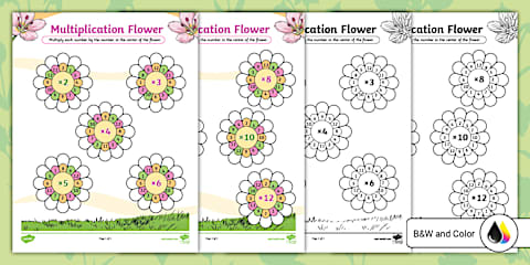 Spring Color, Count, and Graph Multiplication Worksheet for 3rd-5th Grade