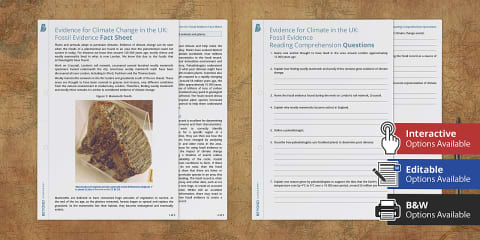 GCSE Evidence for Climate Change Ice Cores Reading Comprehension