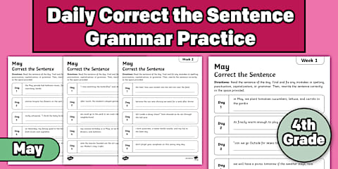 Fourth Grade March Daily Correct the Sentence Grammar Practice