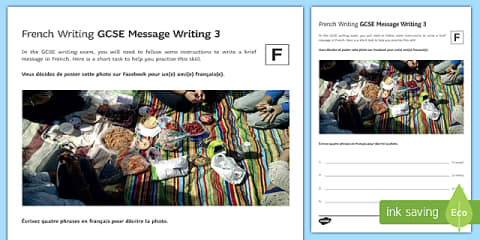 GCSE French Structured Writing 3 Foundation Tier Worksheet