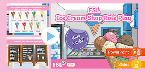 ESL Ice Cream Role Play Lesson for Beginners [Kids, A1]