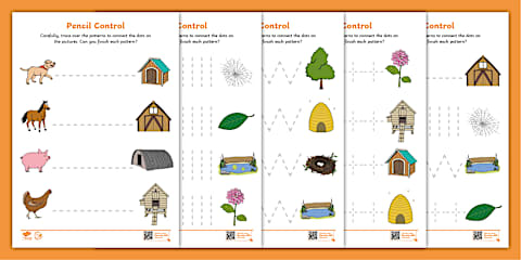 On the Farm Pencil Control Worksheets