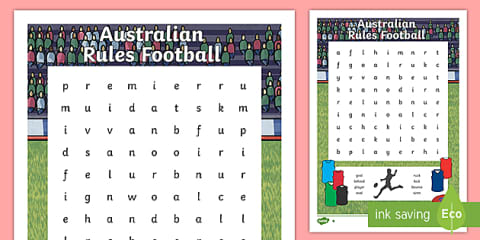 Australian Rules Football Word Search F-2