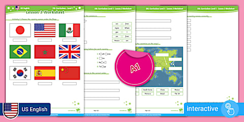 ESL Curriculum (US-English Version) Level 1, Lesson 3 Worksheet