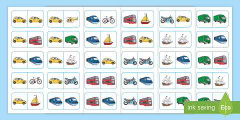 Transport Bingo Game Printable