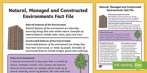 Natural, Managed and Constructed Features Resource Pack