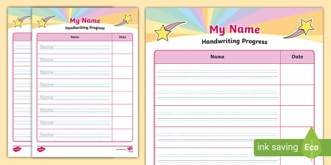 Name Handwriting Progress Log Pack