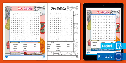 Fire Safety Word and Picture Matching Worksheet