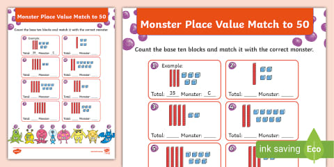 Monster Place Value to 100 Activity Sheet