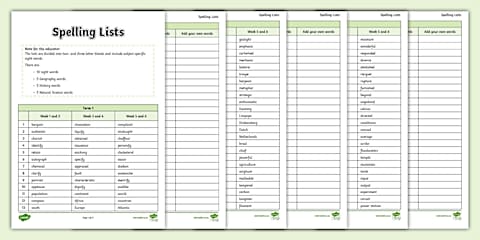 Grade 4 Spelling Lists