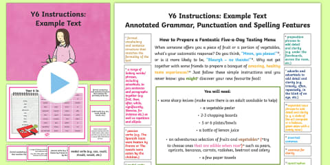 Features of an Instruction Text Checklist KS2