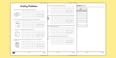 Recipe Scaling Problems Worksheet Pack