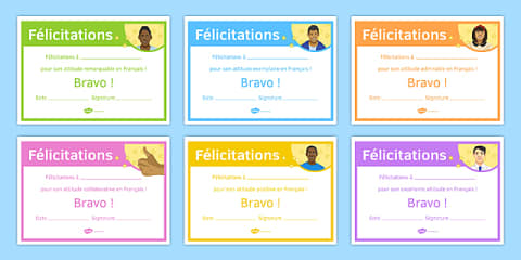 End of Year Award Certificates French