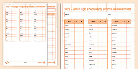 High Frequency Words - 100 List F-2