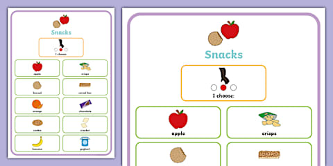 Snack Time Communication Board