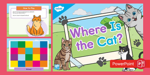 Where is the Cat? What? Where? Preposition PowerPoint
