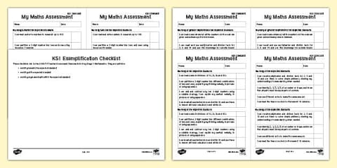 KS1 Maths Teacher Assessment Framework (TAF) Exemplification Checklist