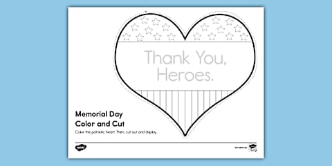 Memorial Day Flag Color and Cut Craft