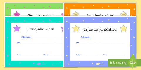 Diplomas editables: Premios de fin de curso