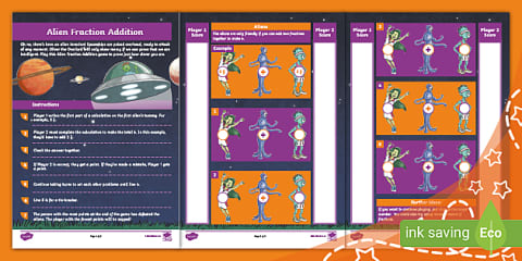 Space Aliens Fractions of Quantities Game - Years 3-6 Maths Top Cards