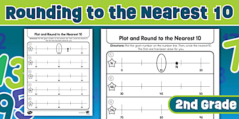 Second Grade Math 2-Digit Place Value Rounding to the Nearest 10 Color ...