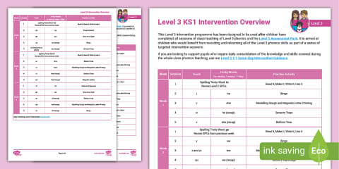 KS1 Level 2 Intervention Record Sheet Pack