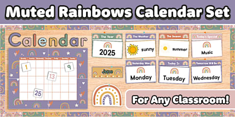 Muted Rainbow Themed Daily Calendar Chart