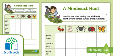 Let's Go on a Minibeast Hunt! Minibeasts and Their Homes Tick Sheet