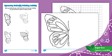 KS2 Summer Themed Butterfly Pattern Symmetry Worksheet